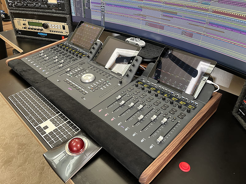 Mix Ends Triple bay stand for (2) Avid S1’s & Dock (Walnut) | Reverb