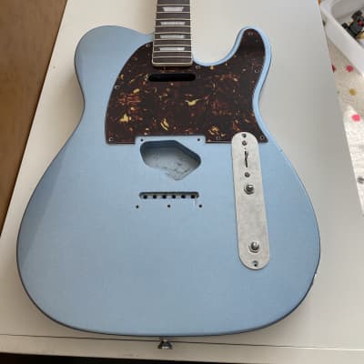 Squier Telecaster body +block inlay neck Placid blue | Reverb