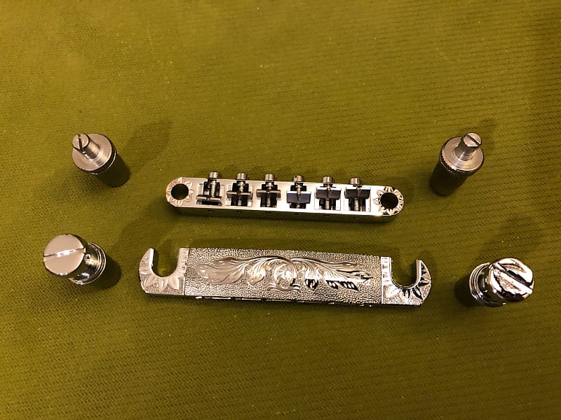 Custom Engraved Chrome Tune-O-Matic Bridge and Tailpiece | Reverb UK