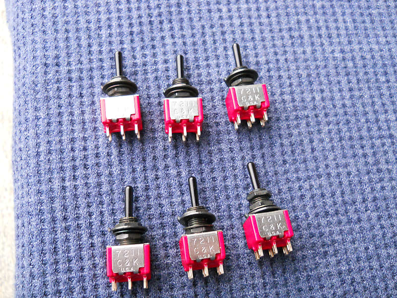 C&K 7211 Mini-Toggle Switch On/ON/On - Black & Red | Reverb