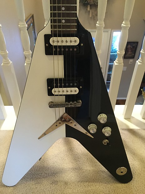2008 Dean Michael Schenker Custom / Black And White Flying V | Reverb