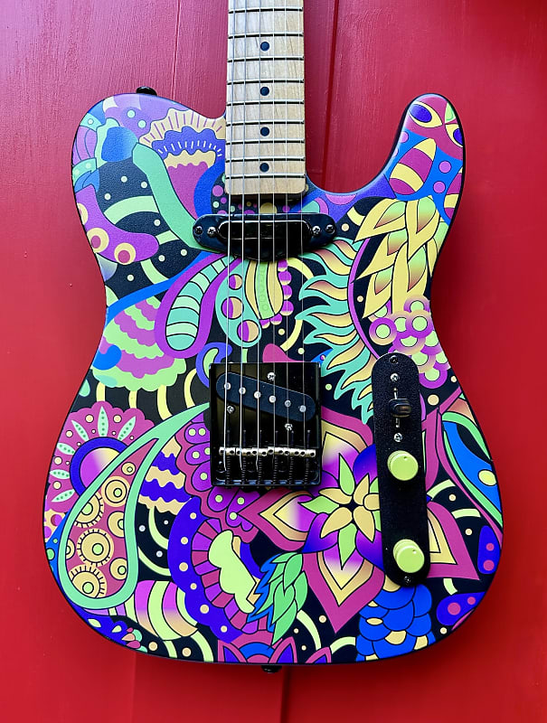 Custom Floral Psychedelic Telecaster Guitar. | Reverb