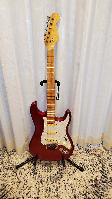MIJ Fernandes Partscaster - Sparkle Red Body, Flamed Neck, SS | Reverb