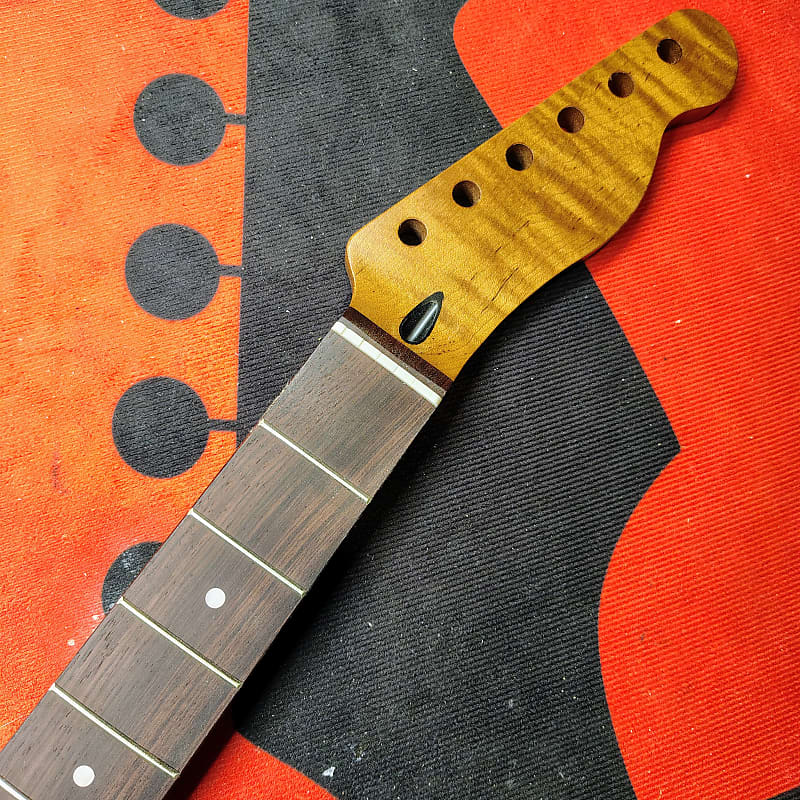 Roasted Flame Maple Tele Neck fits fender Telecaster body 22 | Reverb