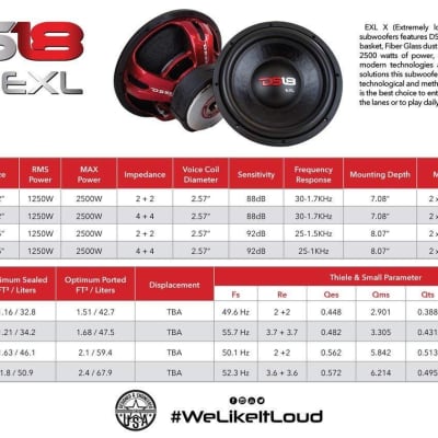 DS18 EXL-X12.2D Car Subwoofer 12" 2500W Max Power 1250W RMS | Reverb