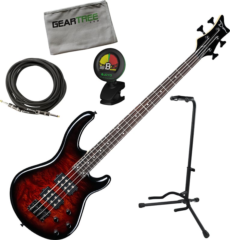 Dean Edge 2 Burled Maple Tobacco Burst 4-String Bass Guitar | Reverb