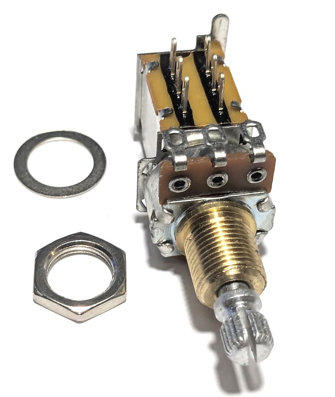 500K PUSH / PUSH Audio Taper Pot w 3/8" Brass Bushing 1/4" | Reverb