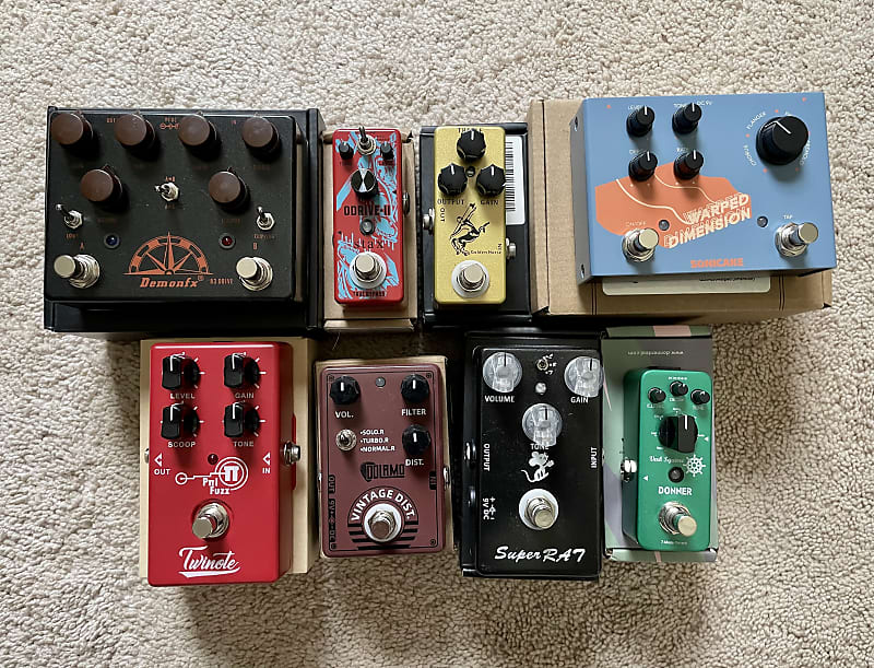 Lot of 8 Guitar Pedals overdrive distortion reverb modulation | Reverb