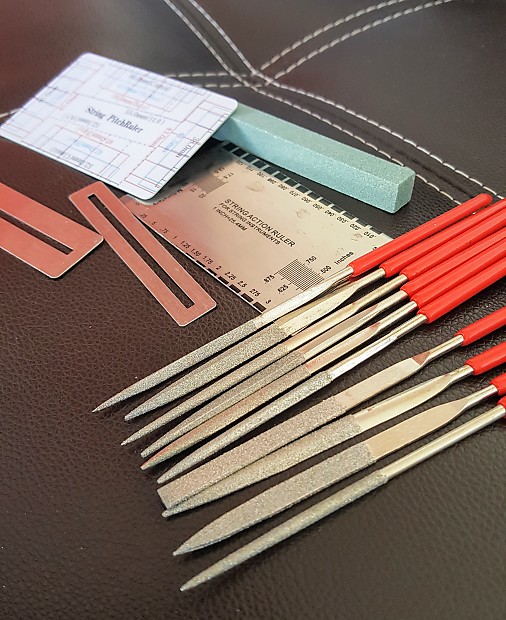 Luthier tools, Guitar tool kit, files, string action ruler | Reverb