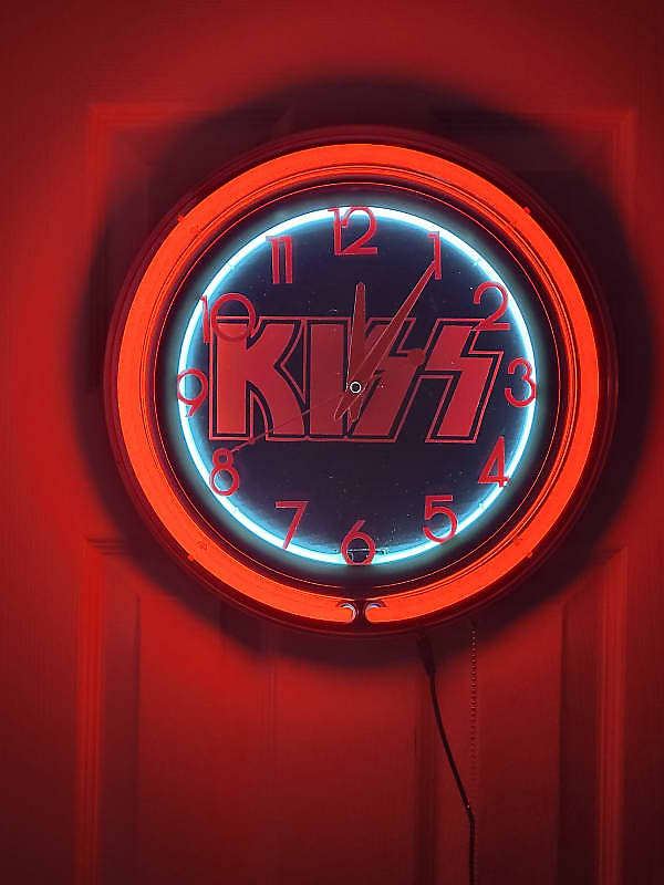 1970's Kiss Double Neon Red/White Wall Clock Killer Cool Man | Reverb