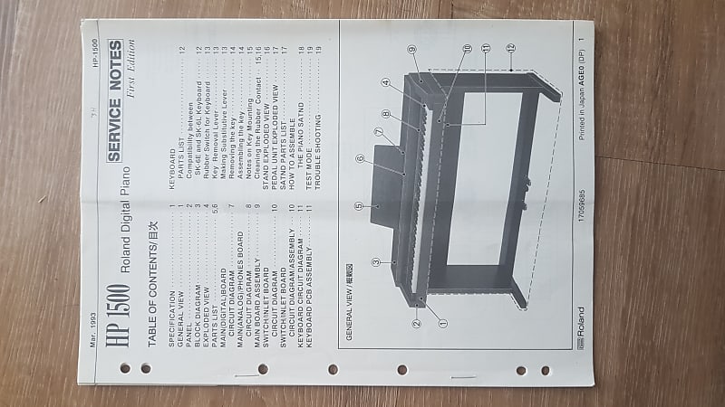 Roland HP-1500 Service Manual Original not a copy! | Reverb UK