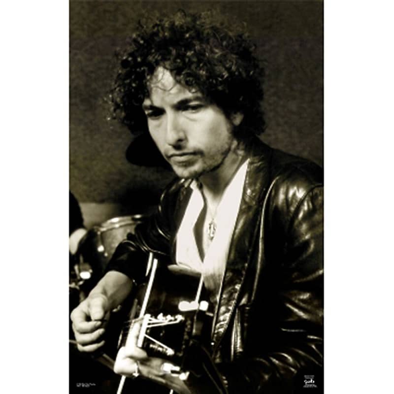 Bob Dylan with Acoustic Guitar Sepia Tone Poster | Reverb