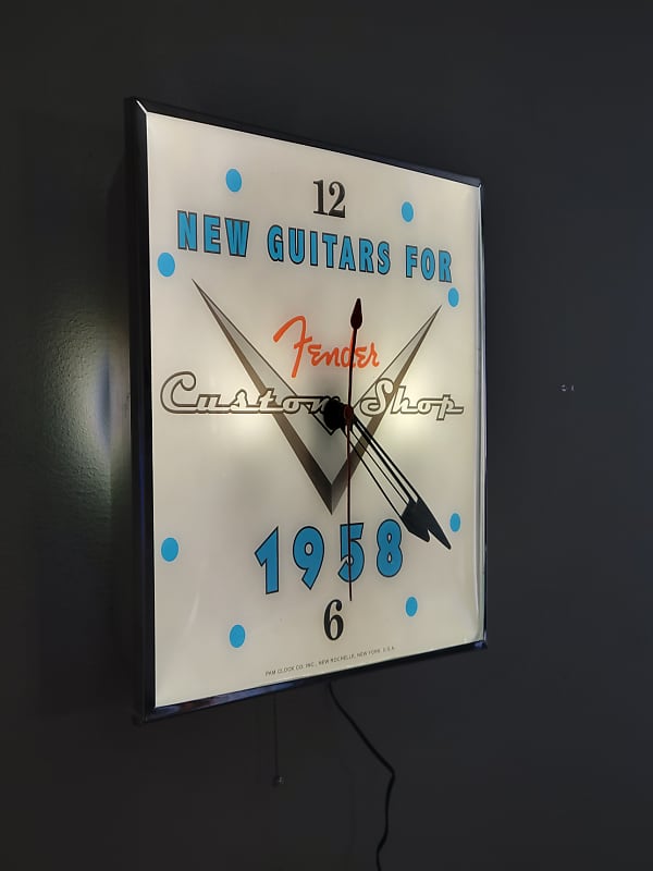 Fender Guitars Custom Shop Pam Square Dealer Light-Up Clock | Reverb