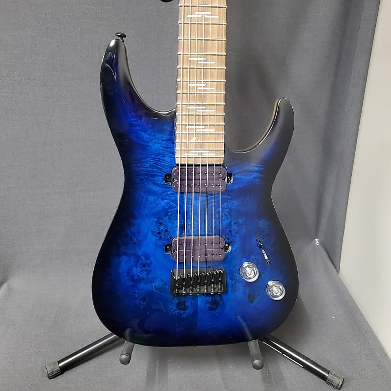 Schecter Omen Elite 7 7-String Electric Guitar, Trans Blue | Reverb