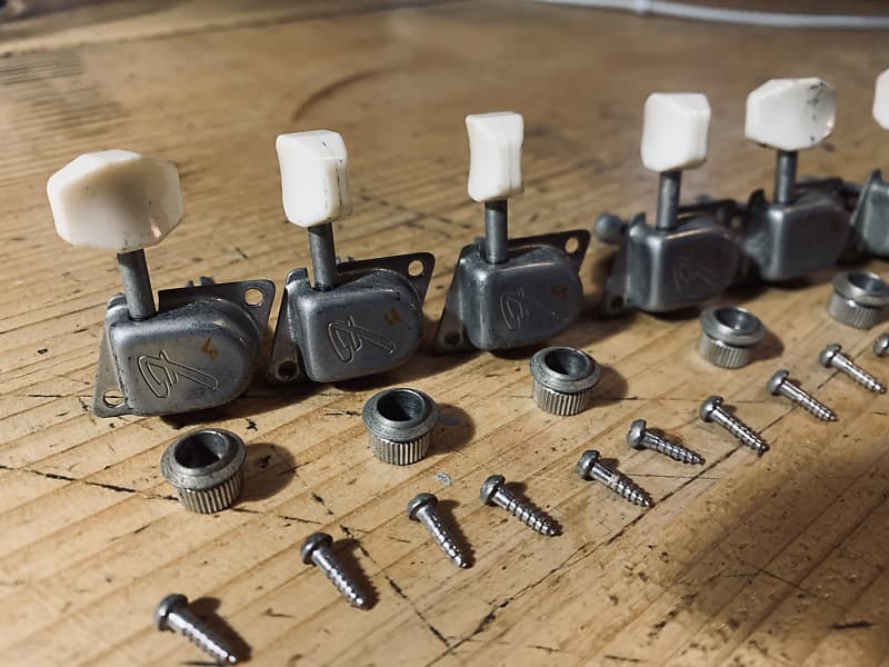 Fender Tuners CBS Era white button Mustang, Coronado, duo | Reverb