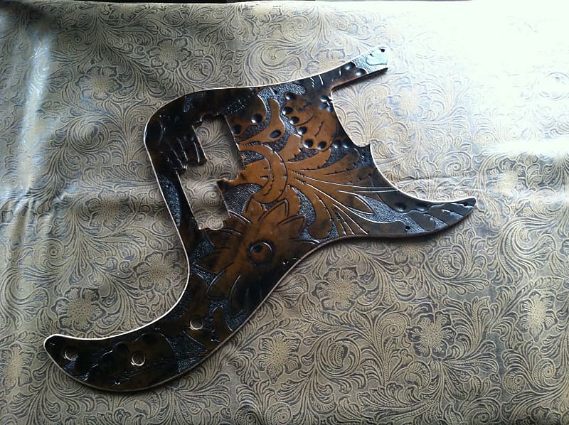 Custom Tooled Leather Pickguard fits Fender Precision P | Reverb UK