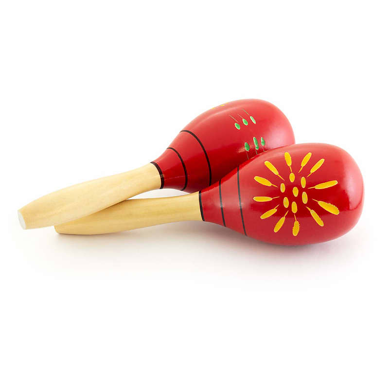 Decorated Wooden Maracas - Red - One Pair | Reverb