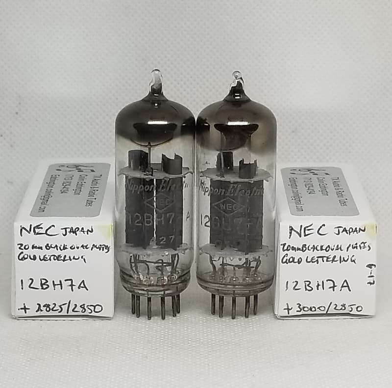 NEC 12BH7A Black Oval Plate Well Balanced (5.8%) Pair NOS | Reverb