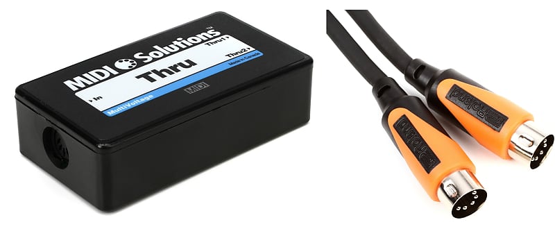 MIDI Solutions MultiVoltage Thru 1-in 2-out MIDI Through Box | Reverb