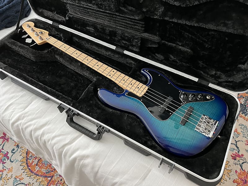 Fender Player Jazz Bass Plus Top Blue Flame Burst | Reverb