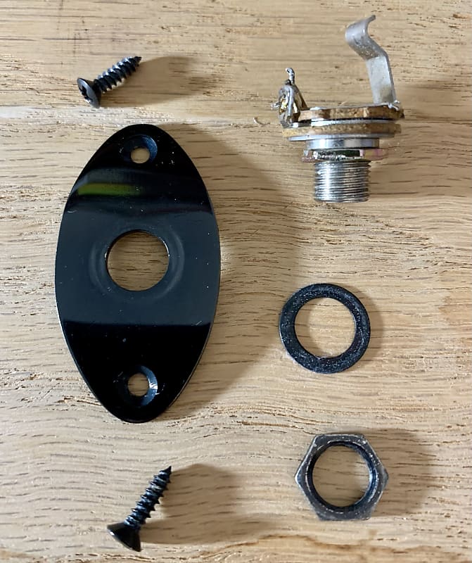 Output Jack & Plate for Guitars - Black, Curved, Oval, from | Reverb