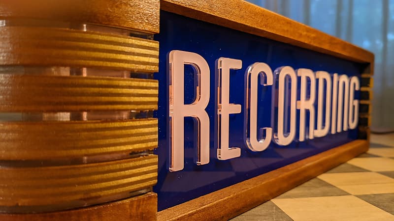 Studio Warning Sign, 18", "Recording", Blue bg | Reverb
