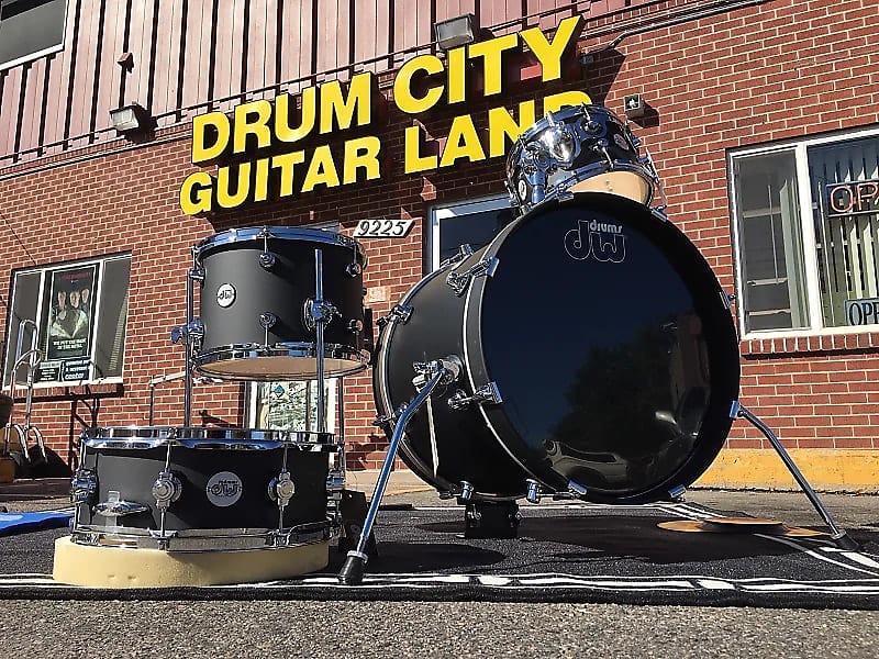 DW Design Series Satin Black Maple Shell Mini Pro 4-Pc Shell | Reverb