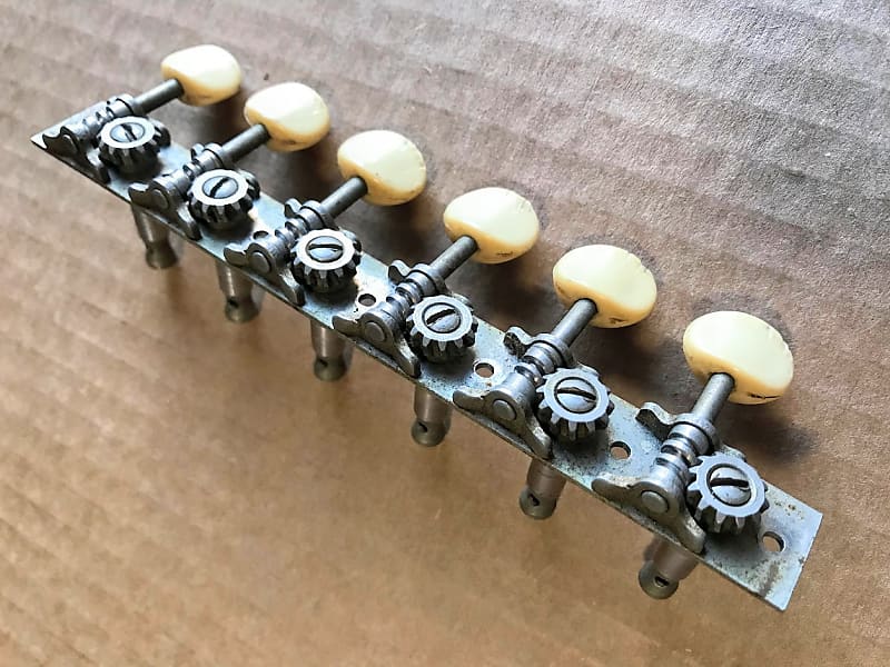 Kluson 6-in-line White-Ivory Button / Nickel Tuners Right | Reverb