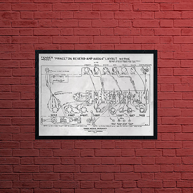 Fender Princeton Reverb AA1164 Layout Drawing Poster - Ready | Reverb