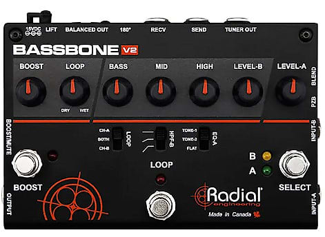 Radial Bassbone V2 Bass Preamp and Boost 2023 - Black / Red | Reverb