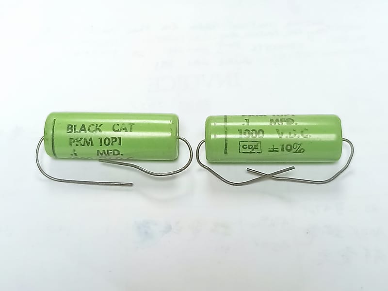 Matched pair CDE BLACK CAT PKM 10P1 0.1uF 1000V capacitor | Reverb