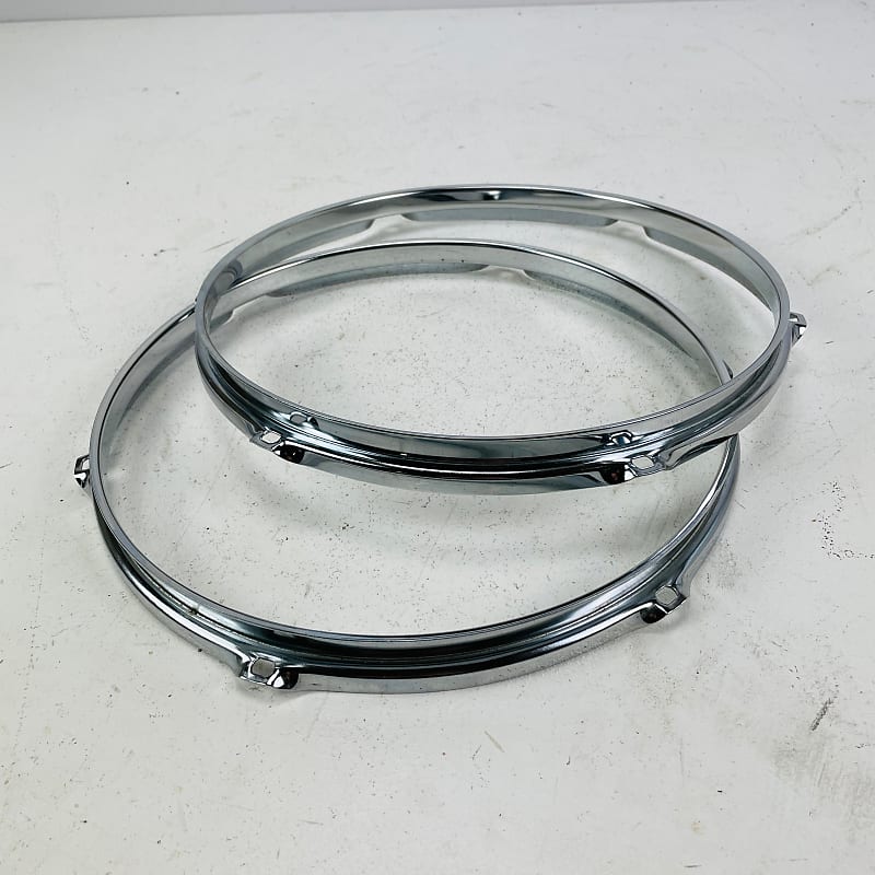 12" Drum Hoops | 6 Lug Tom Rim | Pair | Chrome | CB Drums | Reverb