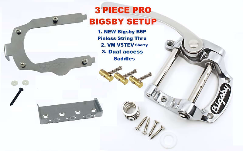 Bigsby B5P PINLESS String Thru, VM V5TEV Shorty W/ Saddles 4 | Reverb