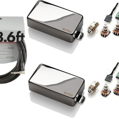 EMG HZ H4 & H4A PASSIVE CHROME HUMBUCKER GUITAR PICKUP SET | Reverb