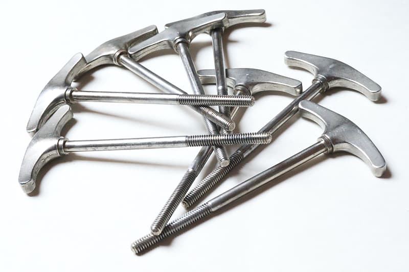 (8) Ludwig Bass Drum Tuning Rods, Original Washers, Nickel - | Reverb