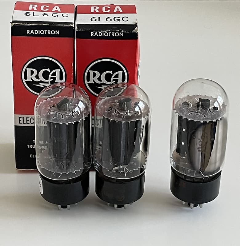 3 RCA 6L6GC Black Plate Matched Pair with Spare - Trio | Reverb
