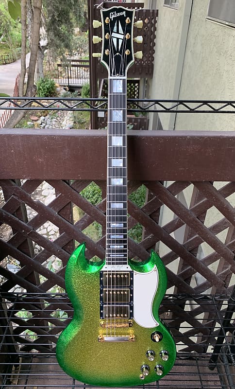 Gibson SG Custom Shop 61' Les Paul Sparkle Green / Gold RARE | Reverb
