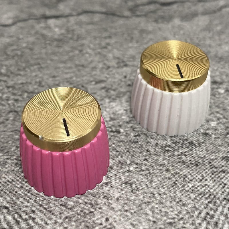 2x Custom Pink & White Ltd Set Gold top Marshall Amp Knobs | Reverb