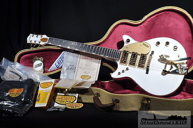Gretsch Usa Custom Shop Snow White Triple Jet 3-Pickup Double | Reverb