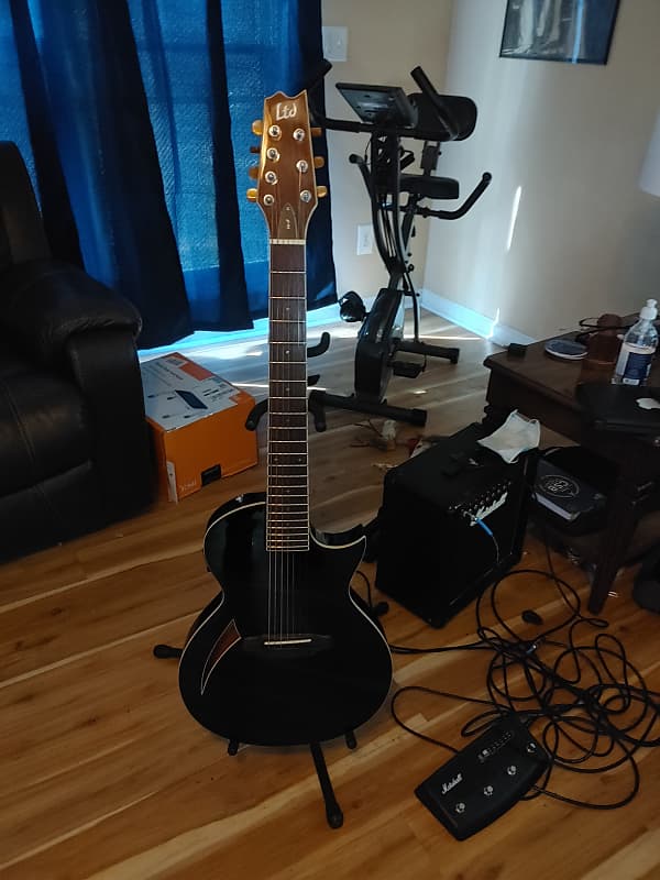 Esp 7-thinline-7-string 2021 Black | Reverb