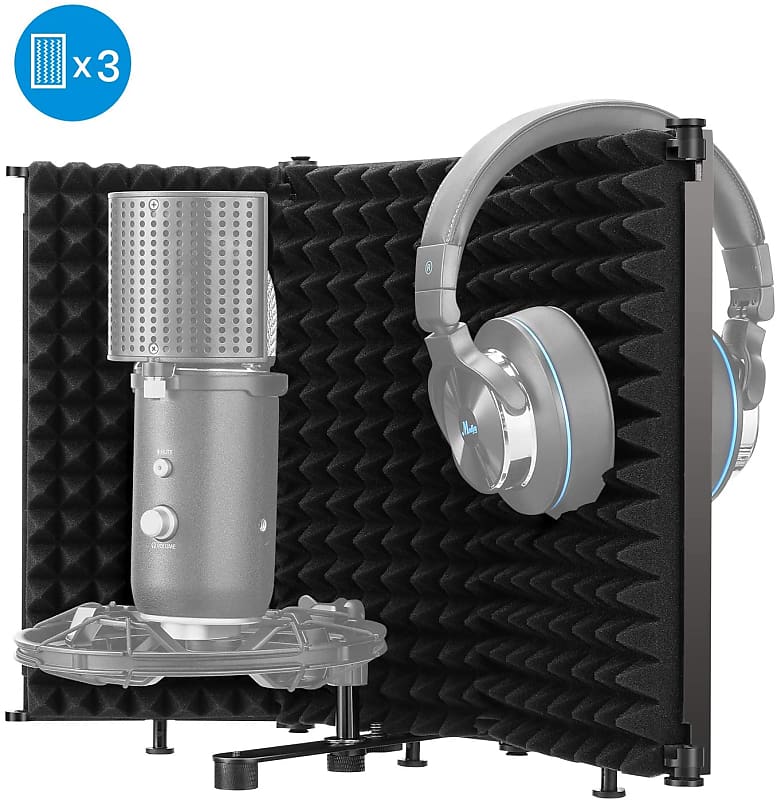 Microphone Isolation Shield, Pop Filter, Foldable With 3/8" | Reverb