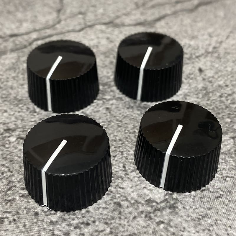 4x Black Cupcake Knobs Serrated Guitar Pedal Round Amp Radio | Reverb