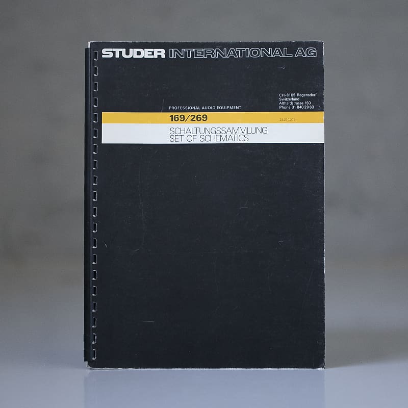 Studer 169 / 269 vintage book of schematics in English and | Reverb