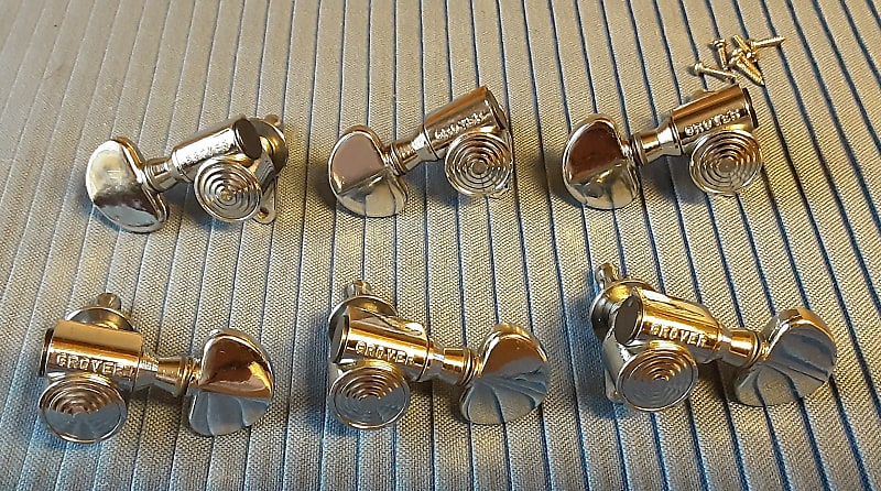 Vintage Grover USA Bullseye Tuners in Chrome set of 6 | Reverb