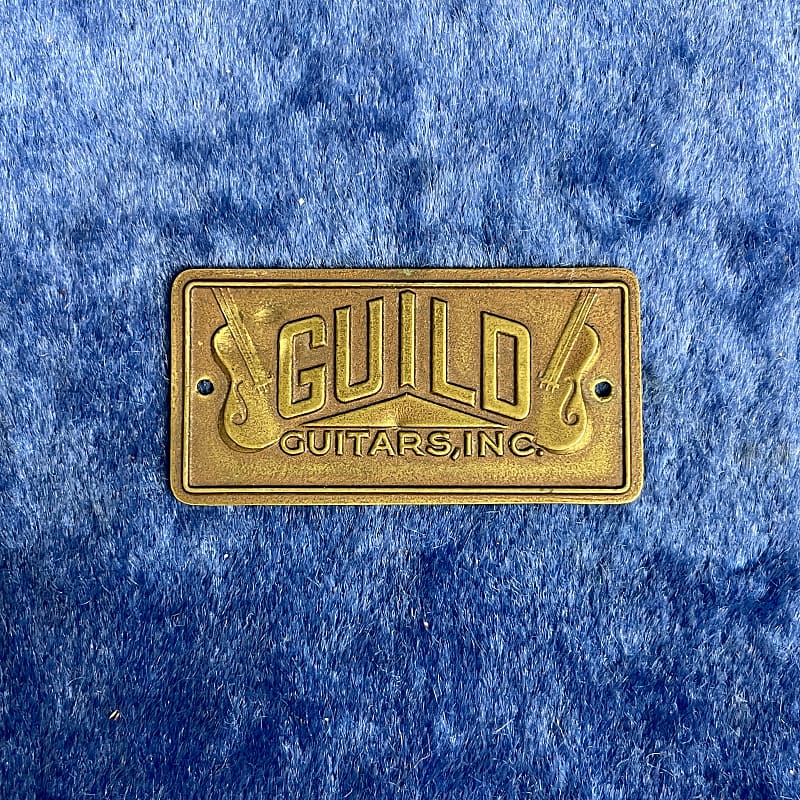 Vintage Guild Guitar Case Logo Badge Plate - Brass- Circa | Reverb
