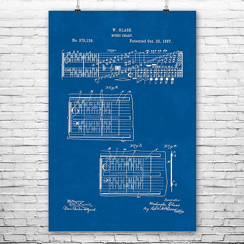 Chord Chart Patent Poster Print 24" x 36" Blueprint | Reverb