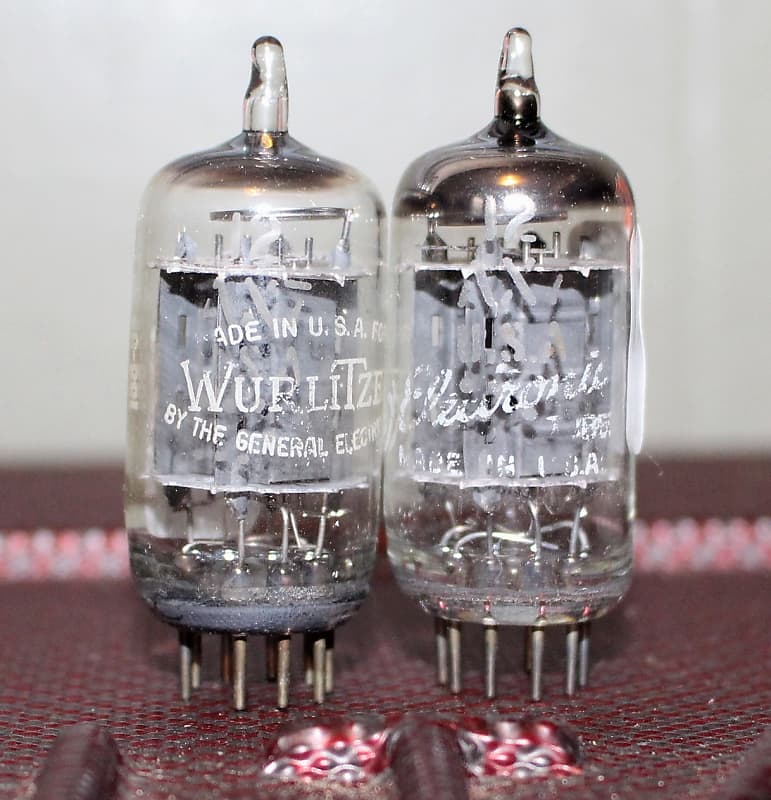 GE 12AX7 ECC83 PERFECT MATCH PAIR LONG PLATE HALO GETTER TEST | Reverb