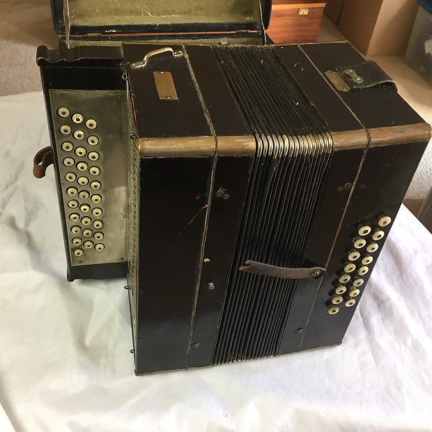 Vintage M. Hohner 3 Row Button Diatonic Accordion F sharp/B/E | Reverb