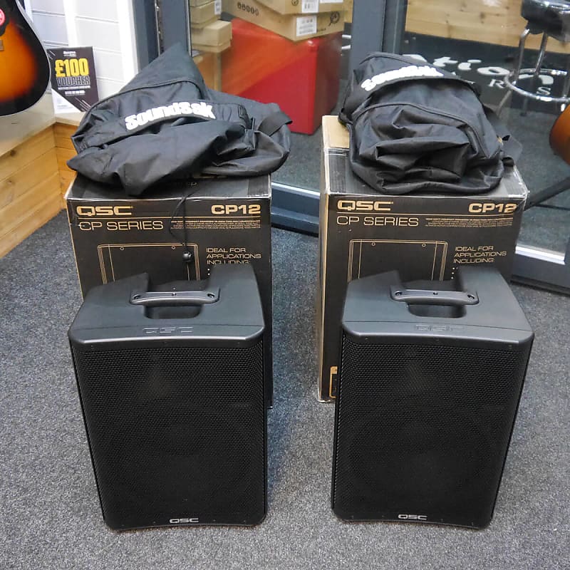 QSC CP12 Powered Monitor Speakers - Pair w/Box & PSU - 2nd | Reverb UK