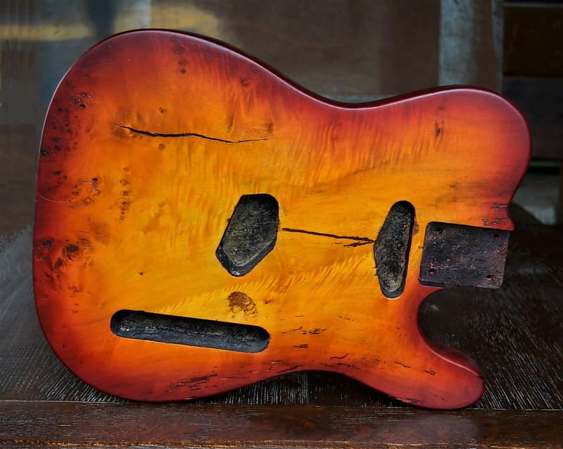 Fender Telecaster style one-piece burl relic matte custom | Reverb